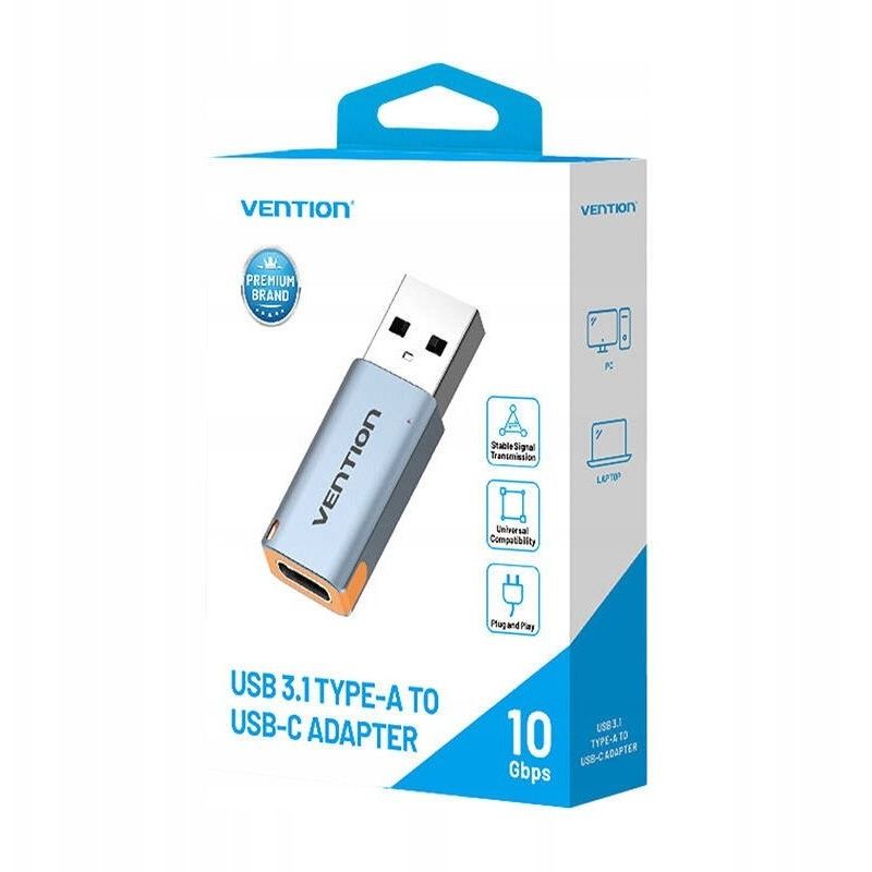 USB 3.1 Vention USB-A to USB-C Adapter with Aluminum Alloy Lanyard ...